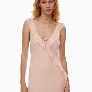 Aritzia | Dresses | Aritzia Pink Ruffle Midi Dress | Poshmark